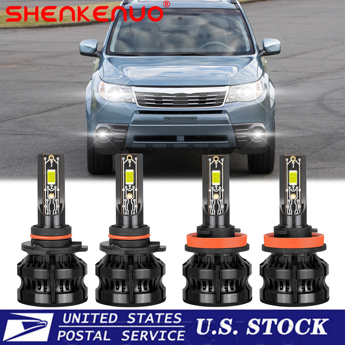 For Subaru Forester 2009-2018 LED Headlight High Low Beam Bulbs Combo ...