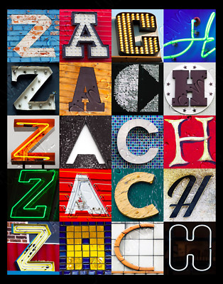 ZACH Name Poster featuring photos of actual sign letters | eBay