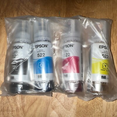 Epson 522 Black/Cyan/Magenta/Yellow Refill Ink Bottle Kit | eBay