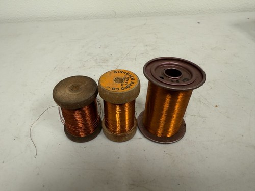 Vintage Birnbach Lot of 3 Copper Magnet Wire Wood & Metal Spool | eBay