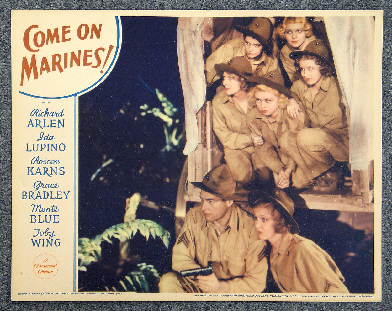 Come On Marines '34 Ida Lupino Ann Sheridan Richard Arlen Original ...