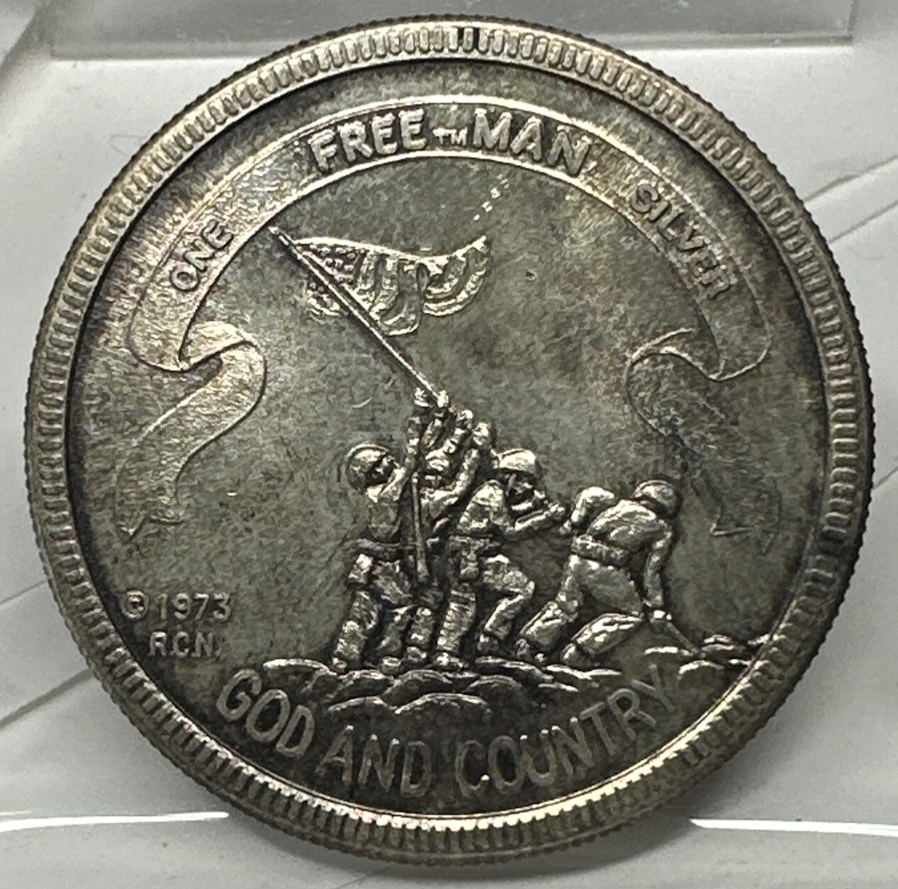 1973 RCN One Free Man Silver-Trust In The Lord-1 oz .999 Silver Round ...