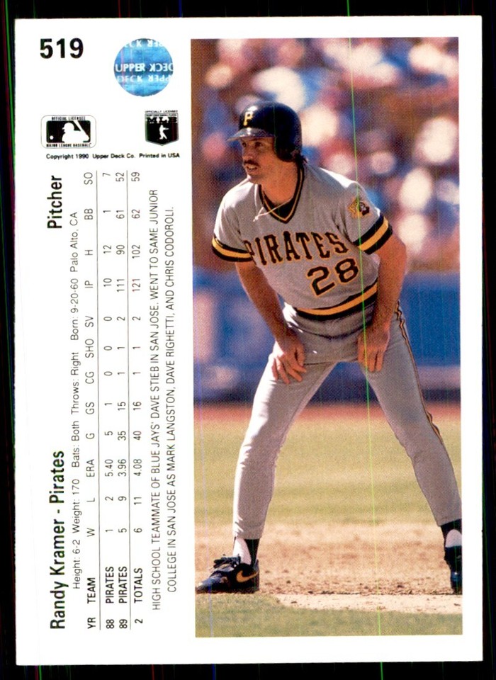 1990 Upper Deck Randy Kramer Baseball Cards #519 | eBay