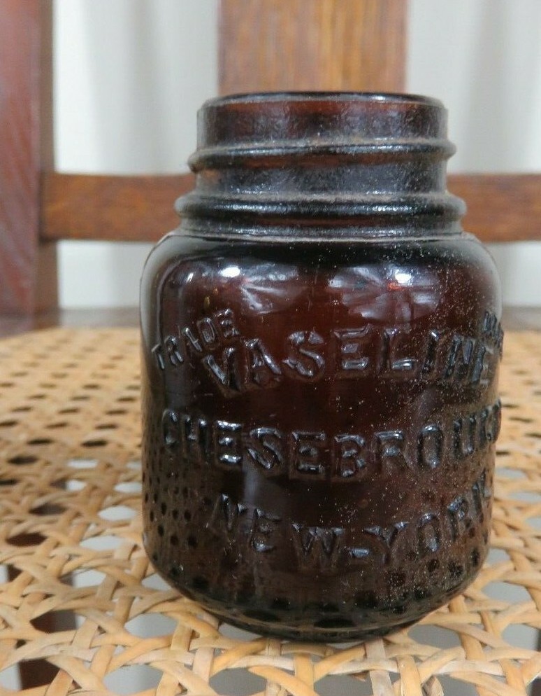 SMALL AMBER CHESEBROUGH VASELINE BOTTLE NEW YORK PRETTY COLOR | eBay