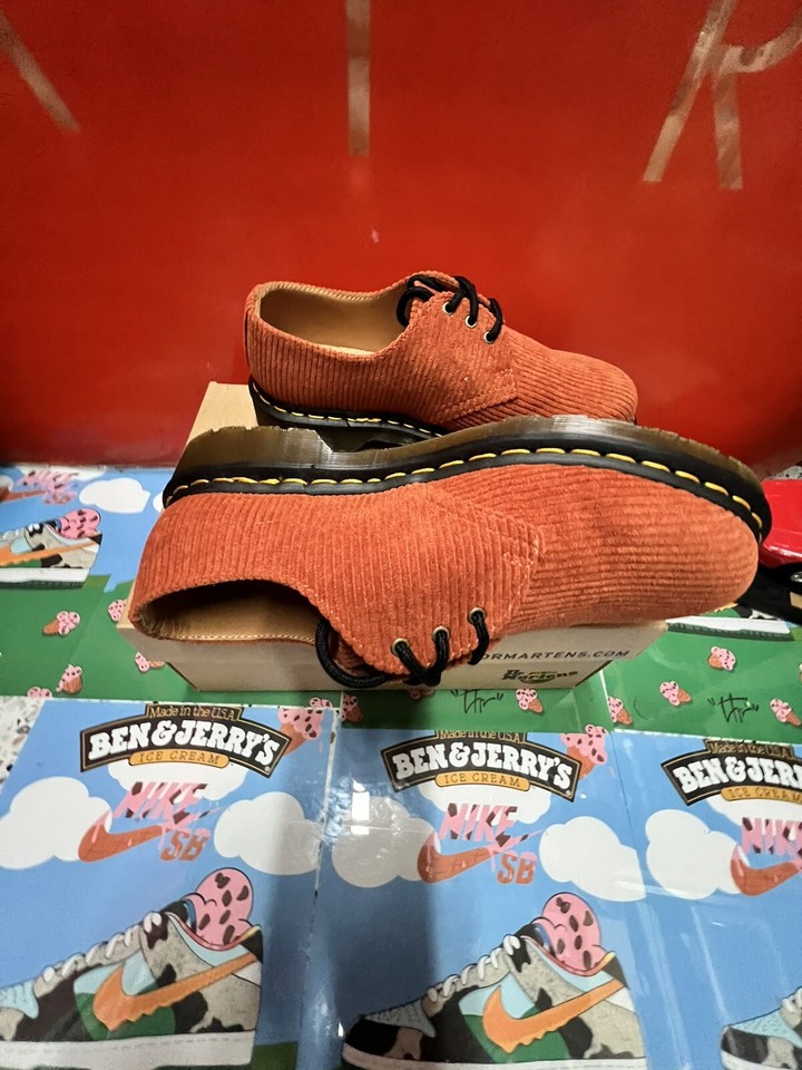 Doc Dr Martens Duchess Corduroy 1461 Oxford Orange Rust Shoes Mens Size ...