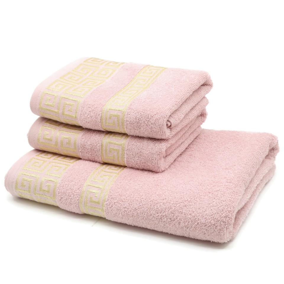 Jacob Bicerri Luxury 3 Piece Greek Key Towel Set - 1 Bath Towels, 2 ...