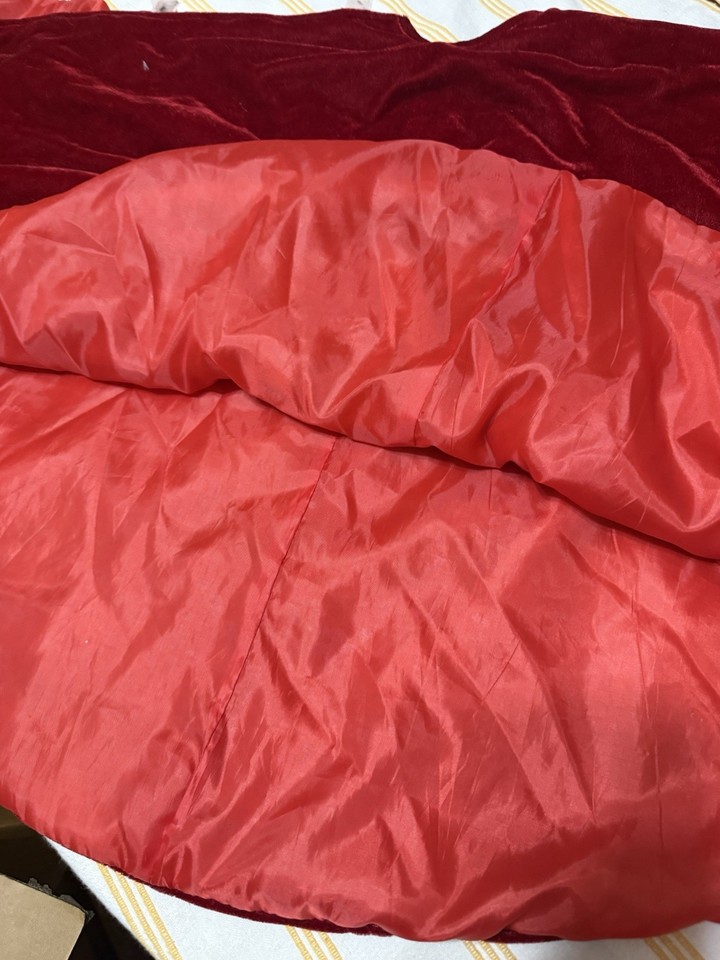 Dark Red Velvet Christmas Tree Skirt, One Stocking And Santa Hat | eBay