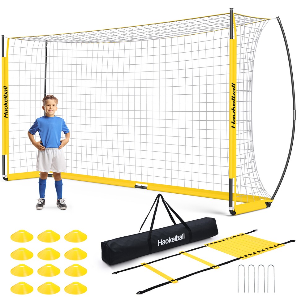 12x6' Portable PVC Soccer Goal Post Soccer Net for Backyard with Ladder ...