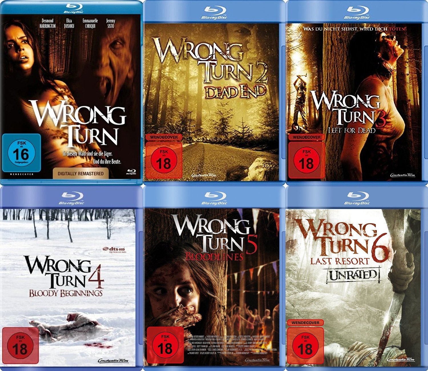 Wrong Turn Part 1 2 3 4 5 6 Complete Collection 6 Blu-ray Edition New ...
