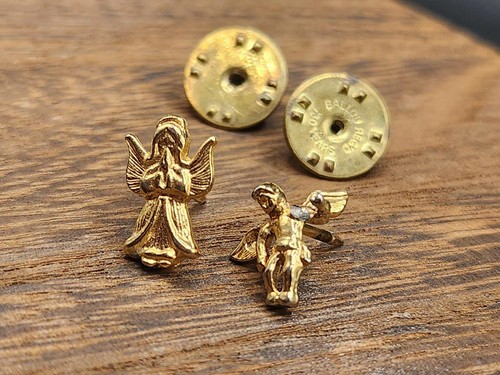 Vintage Ballou Reg'd 130 Years Gold Tone Cherub Angel Pin Brooch set of ...