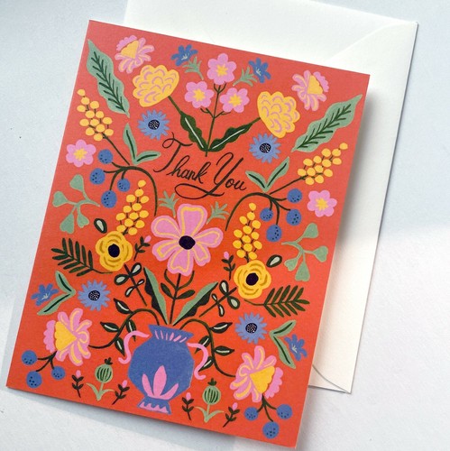 RIFLE PAPER CO. Thank You Card & Envelope - "GABRIELLA" Bright Florals ...