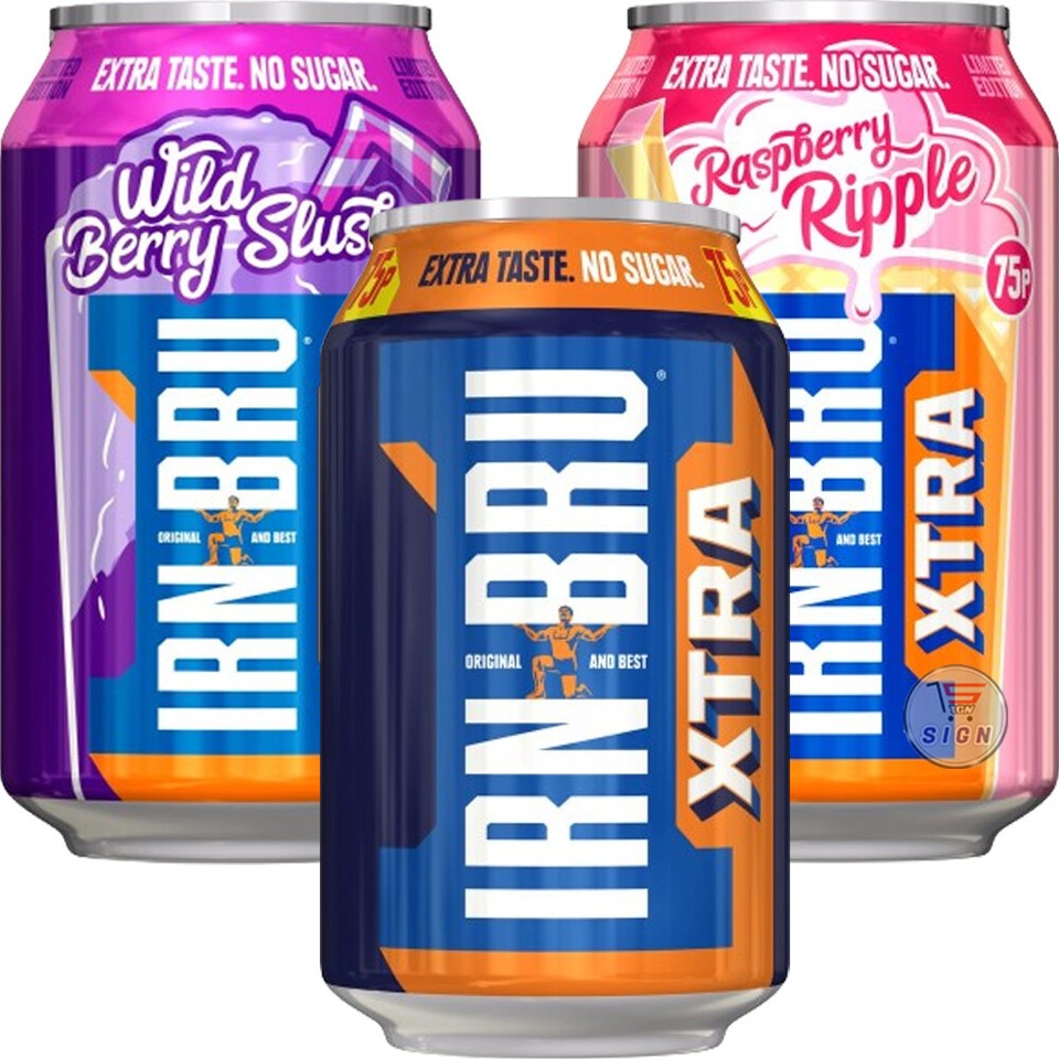 IRN-BRU Extra Taste No Sugar- Wild Berry Slush,Raspberry Ripple Soft ...