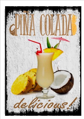 Pina Colada Novelty Metal Door Wall Sign Kitchen Sign Pub Sign Cocktail ...