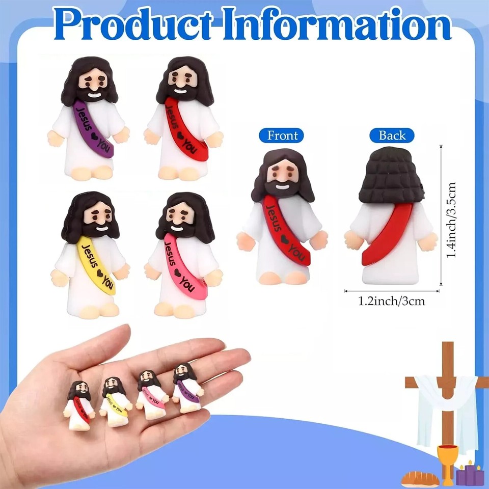 25Pcs Little Jesus Figures Original Design Jesus Love You Mini Rubber ...