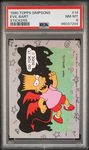 1990 TOPPS SIMPSONS STICKERS #14 EVIL BART PSA 8 | eBay