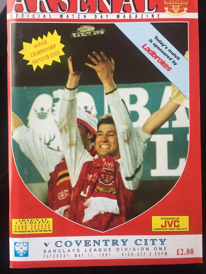 Arsenal FC - 1990-1991 Season - Home and Away Football Programmes *(20 ...