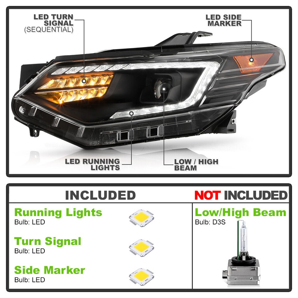 2018-2021 Chevy Traverse DRL Light Bar Projector Headlights w/LED ...