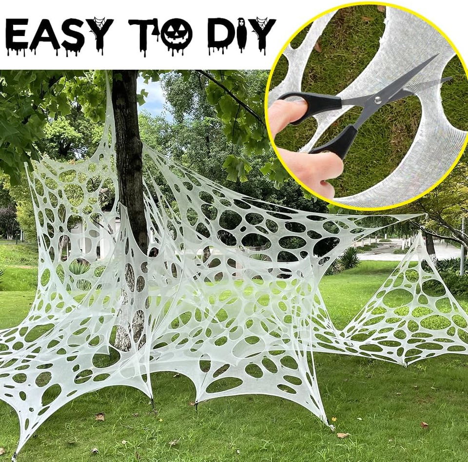 Halloween Spider Web Decorations 13.5Ft Giant Stretchy Beef Netting ...
