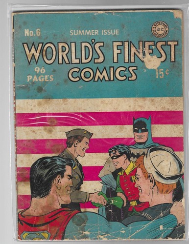 World's Finest#6 Foxing/Staining on FC Rusty Staples w/Slight Migration ...