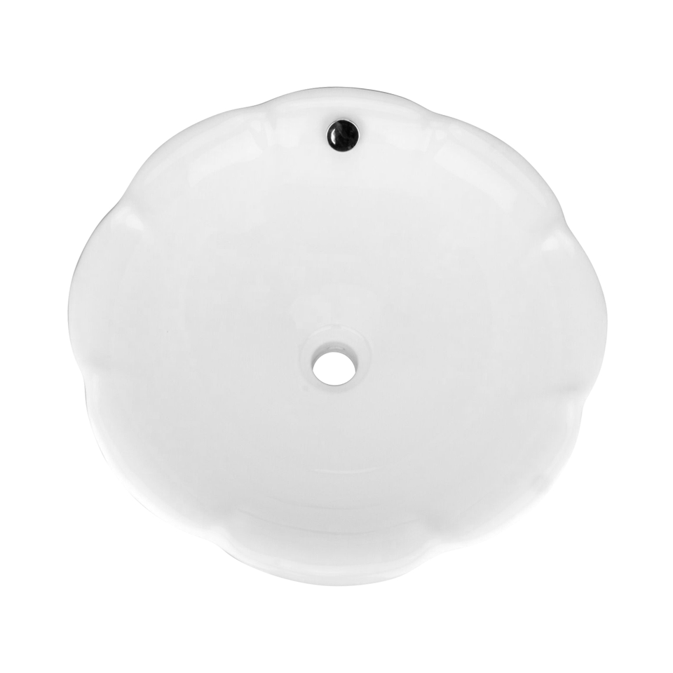 Rok Orchid Round Shaped Bathroom Vessel Sink, 17-1/2" Diameter White ...