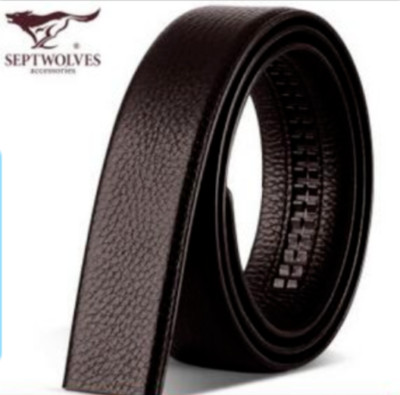 Septwolves men cow leather belt Auto lock No Buckle 3.55cm brown ...