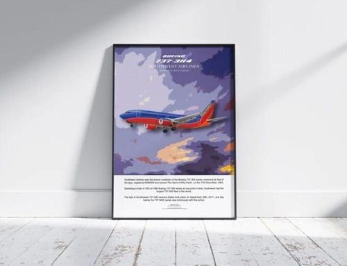 Southwest Boeing 737 Poster, boeing artwork, gift for pilot, aviation ...