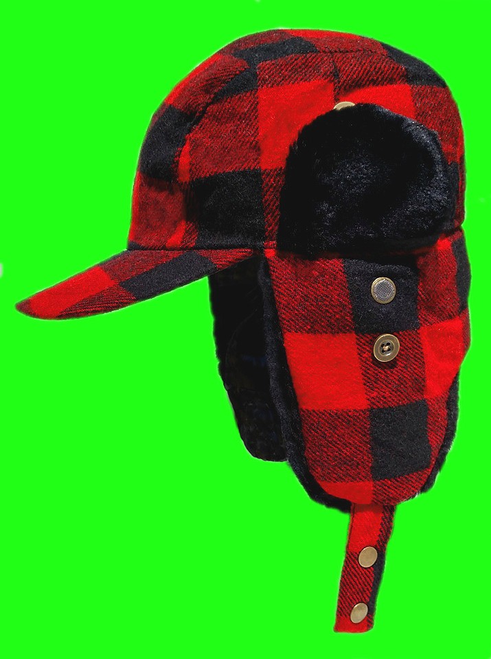 Classic Winter Red/Black Wool Buffalo Plaid Hunting Hat / Cap w/ Dog ...