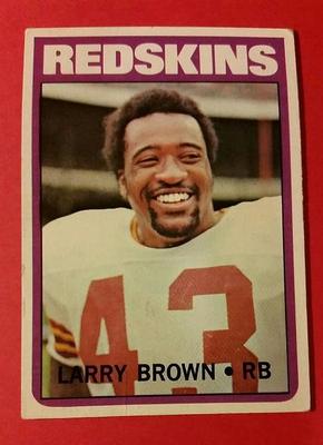 VINTAGE LEGEND LARRY BROWN #95 WASHINGTON REDSKINS KANSAS ST 1972 TOPPS ...