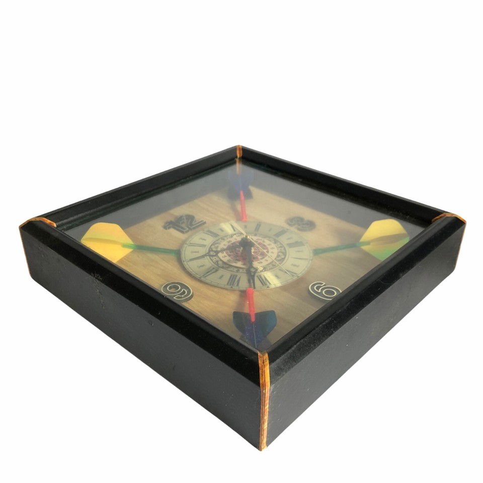 Dart Board Clock Wall Darts Quartz 10” Man Cave Bar Sports Vtg Mid ...