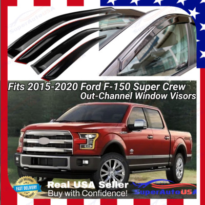 For 2015-20 Ford F150 Crew Cab Window Vent Visor Sun Rain Guard Shade ...