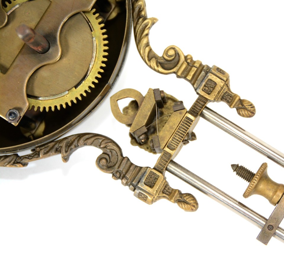 Ansonia Style 8 Day Antique Brass Finish Huntress Lady Mystery Swinging ...