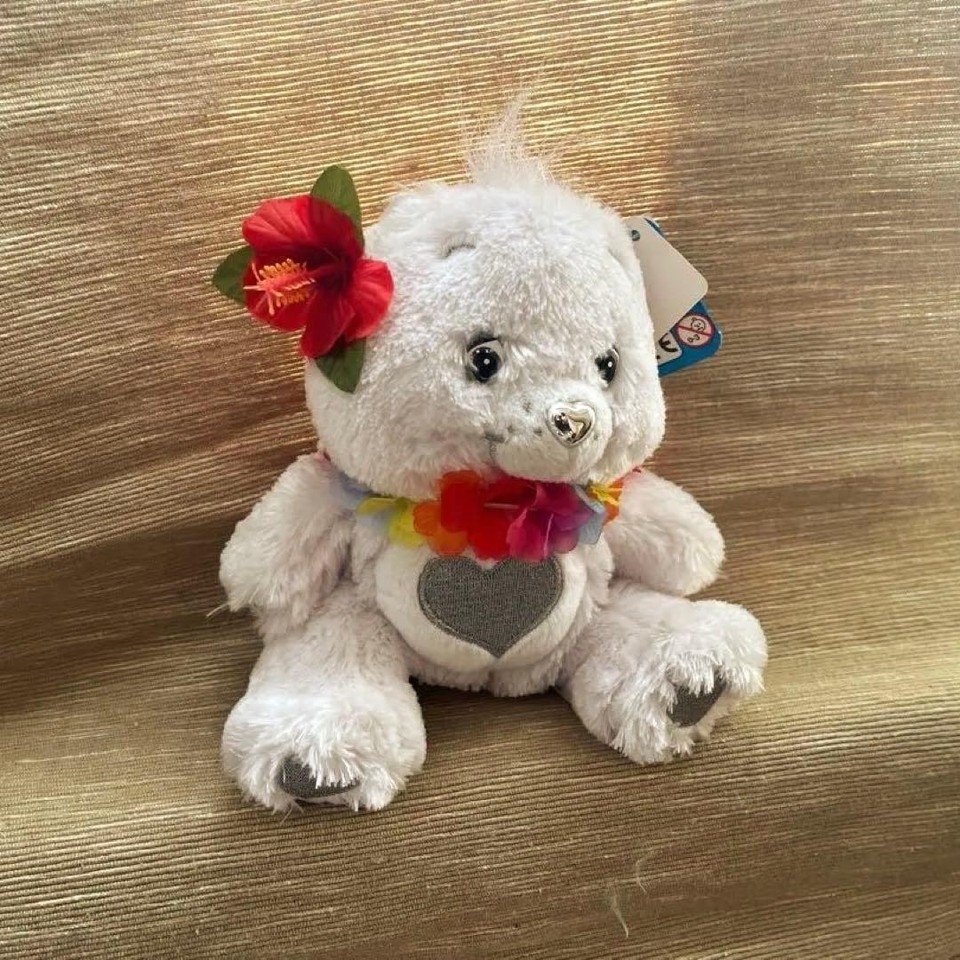 Hawaiian Care Bear Plush Toy 2008 Retro White Rainbow Harness Used 66g ...