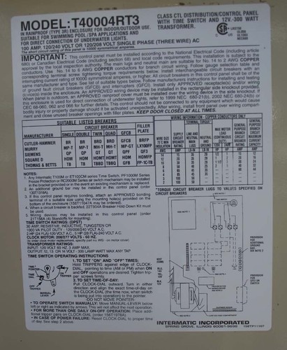 Intermatic Pool Panel with Transformer 300W (T40004RT3) for sale online ...