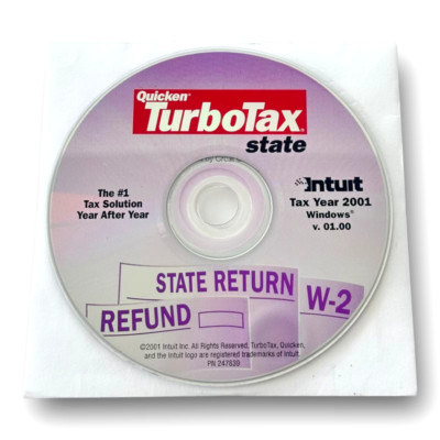 Intuit Quicken TurboTax State Tax Year 2001 Refund State Return W-2 | eBay