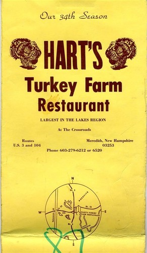 Hart's Turkey Farm Restaurant Menu Meredith New Hampshire 1988 | eBay
