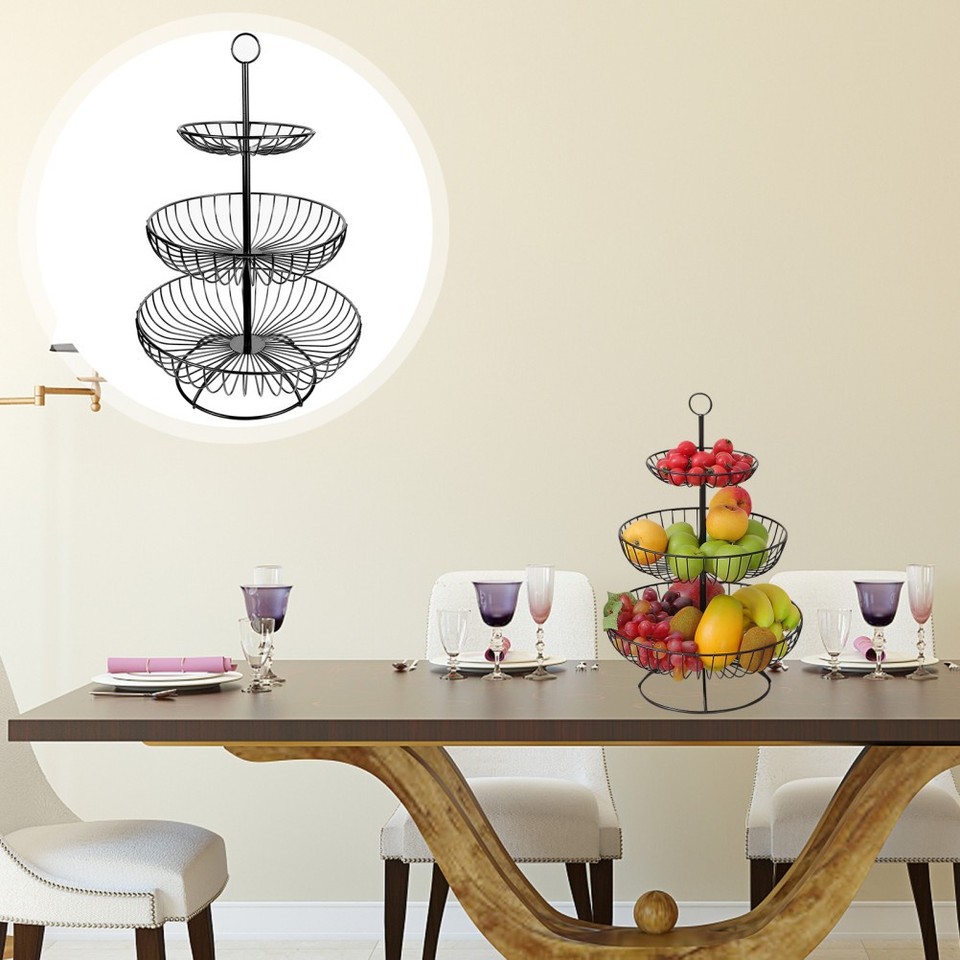 Fruit Holder Produce Basket Three-layer Hanging Counter Countertop ...