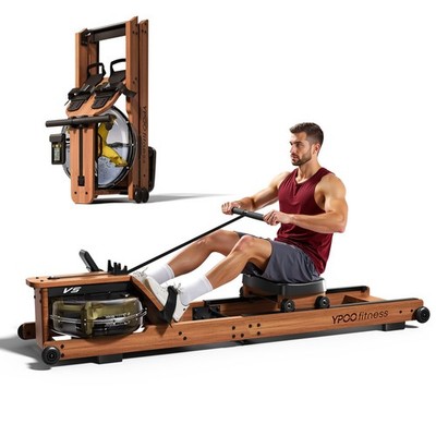 Foldable Rowing Machine Wood 350LBS Capacity Smooth Space-Saving Design ...