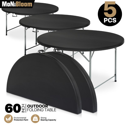 5 Pack[FOLDABLE ROUND DINING TABLE]Outdoor Barbeque Portable Camping ...