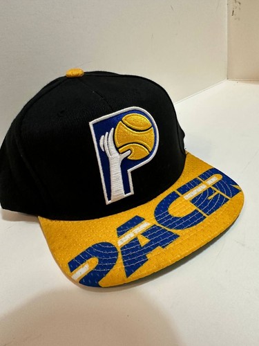 Indiana Pacers Mitchell & Ness NBA Snapback Hat 2 Tone Flat Brim W ...