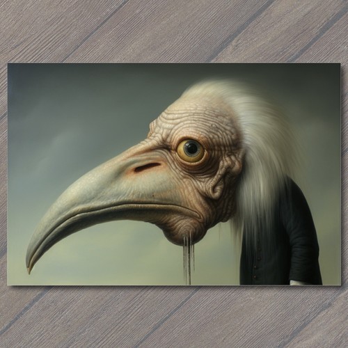 4x6" Bizarre Man with Unsettling Beak Illustration! 👤👃 | eBay