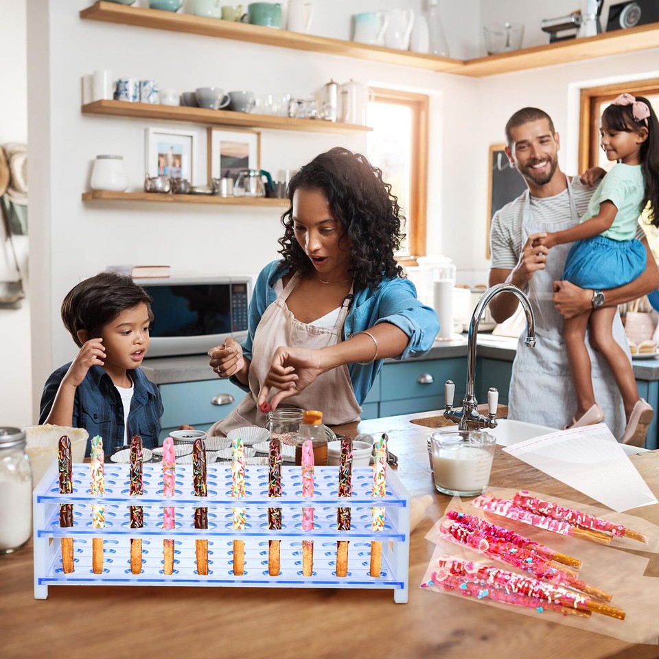 Pretzel Rod Holder and 100 Pcs Clear Pretzel Rod Bags Plastic Pretzel ...