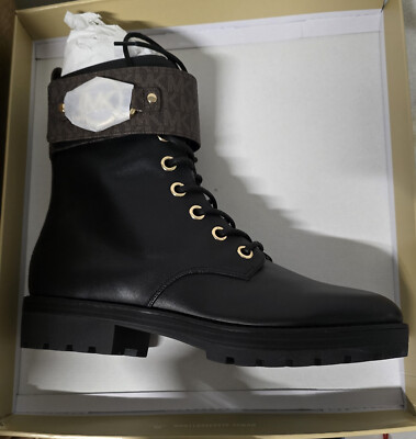 Michael Michael Kors Womens Rory Lace Up MK Booties Black Leather Size ...