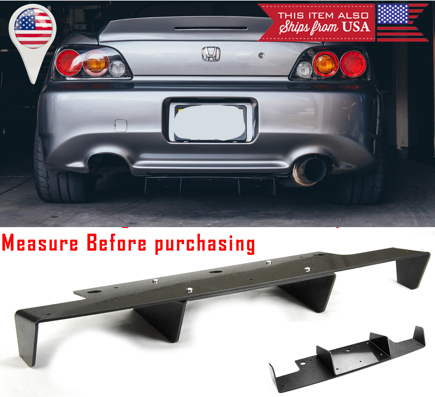 26" x 6.5" Universal Texture Splitter Rear Bumper Diffuser Fins For ...