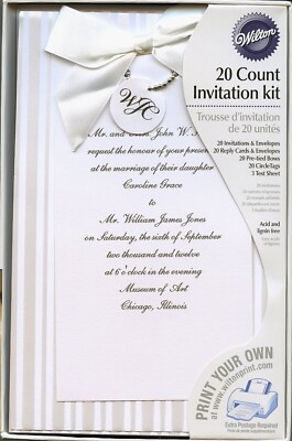 20 Wilton White Wedding Invitation Kits "Simple Yet Elegant" with Relay ...