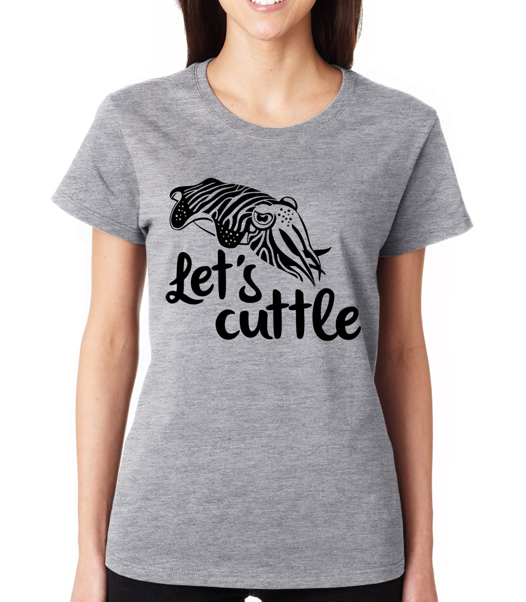 LET'S CUTTLE cute funny pun cuttlefish fish ocean sea Women's Crew Neck ...