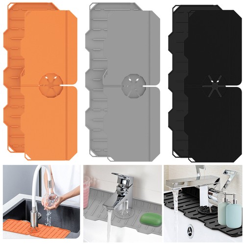 2X Kitchen Faucet Sink Splash Guard Silicone Faucet Water Catcher ...