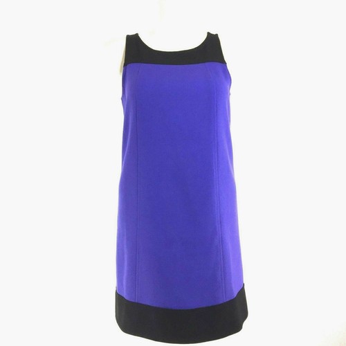 NWT LOFT Dress 6 PETITE Black Blue Purple Color Block Stretch Shift ...