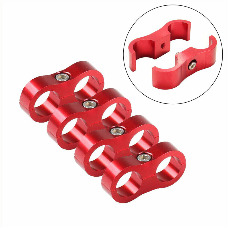 4pcs Red 8AN Hose Separator Clamp Bracket Adapter AN8 for Oil Fuel Line ...