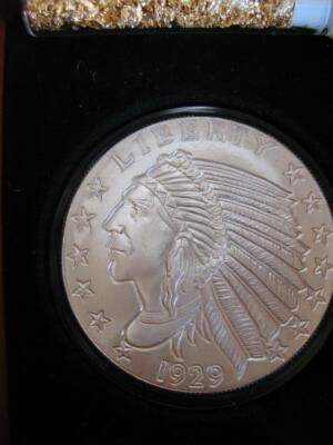 1-OZ 1929 INCUSED NATIVE AMERICAN TRIBAL EAGLE INDIAN CHIEF COIN SILVER ...