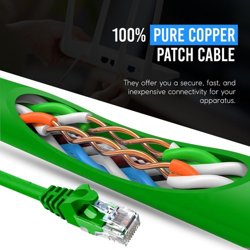 Cat6 Patch Cable 1ft RJ45 Ethernet Pure Copper 5 Pack | eBay